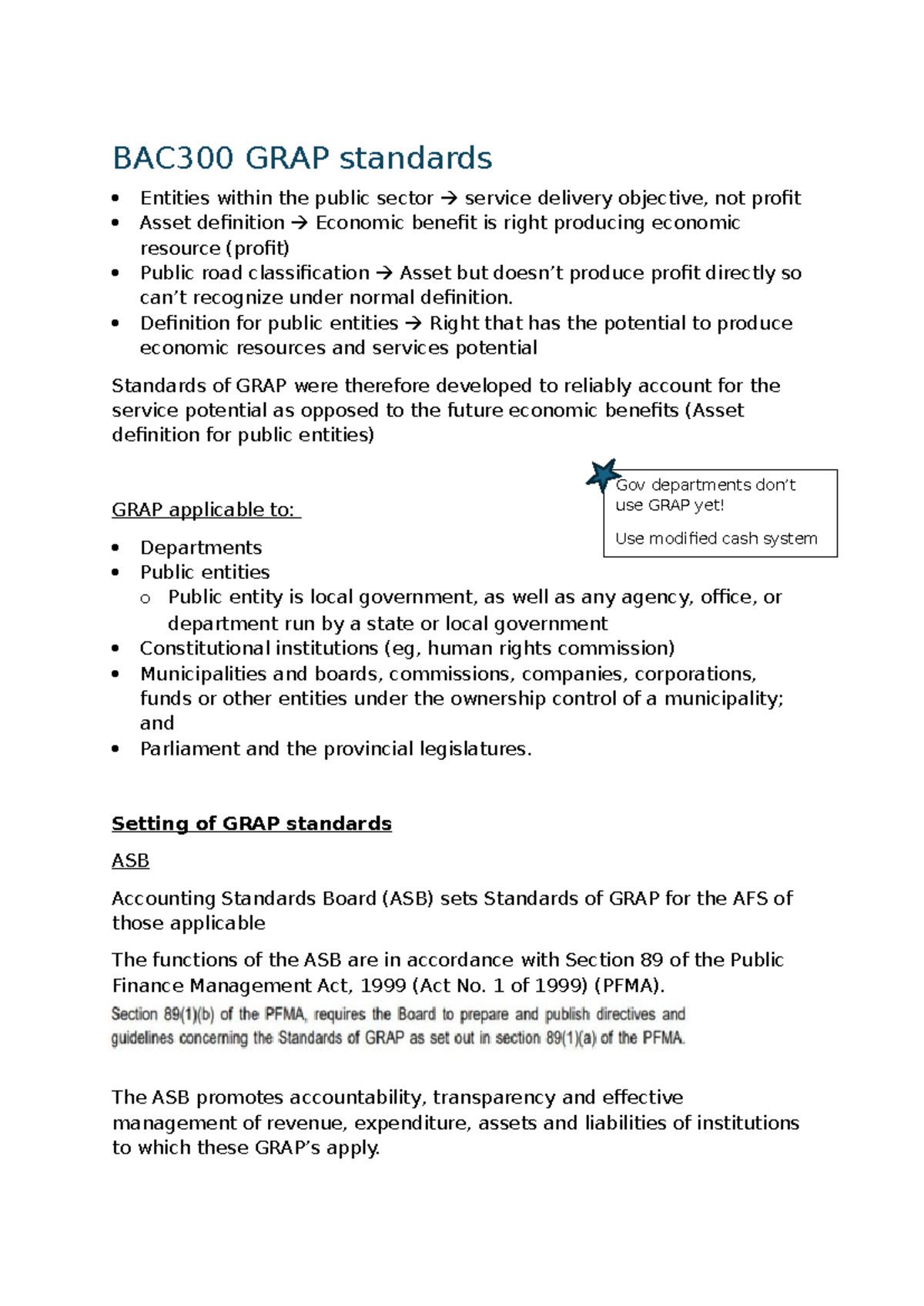 BAC300 GRAP Standards: Overview and Key Course Concepts Summary - Studocu