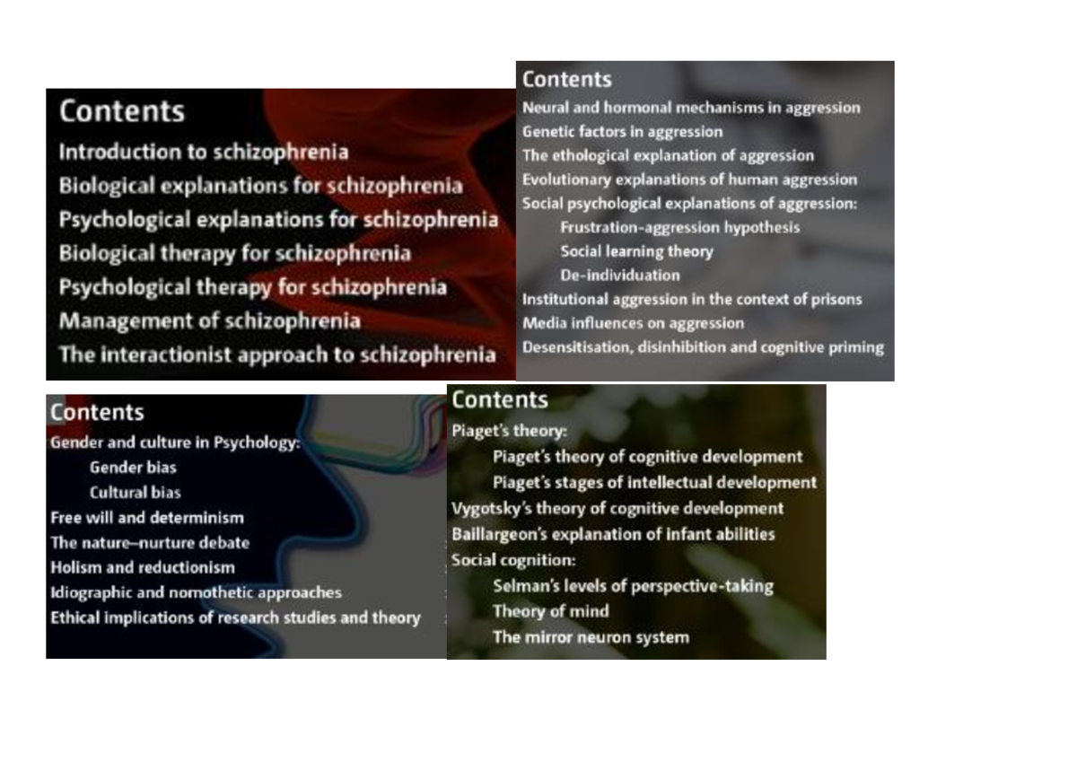 Psychology checklist AQA a level B - Contents Contents Neural and ...