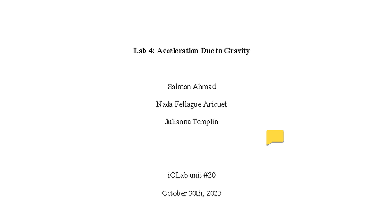 Lab 4: Measuring Acceleration Due to Gravity with iOLab - Studocu
