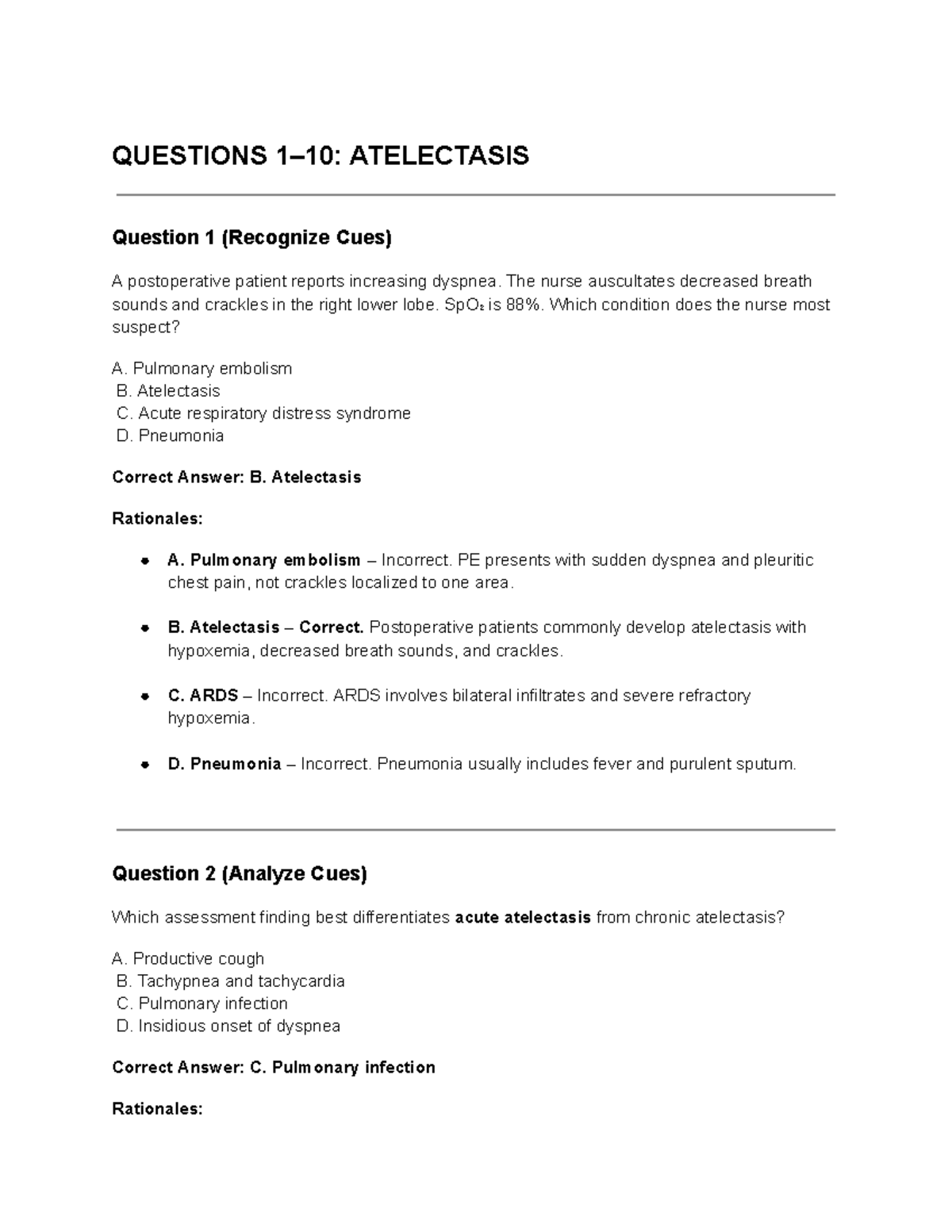 MED SURG II WEEK 1-2: Chapter 19 Practice Questions on Respiratory ...