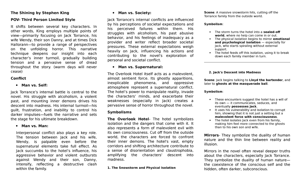 The-Shining-Outline - The Shining by Stephen King - The Shining by ...