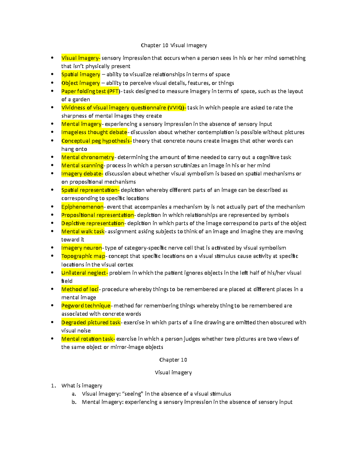 Chapter 10: Understanding Visual Imagery in Cognitive Psychology - Studocu