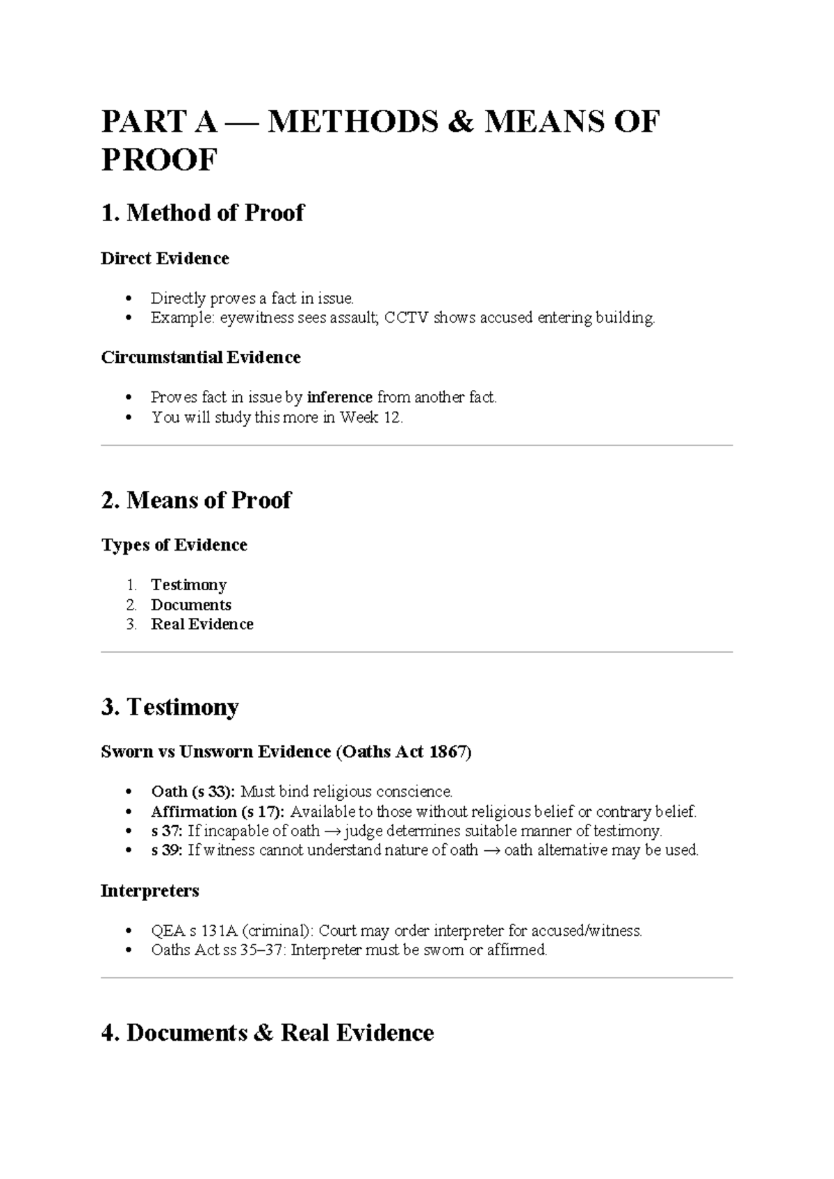 Week 2 Notes: Methods and Means of Proof in Law - Studocu