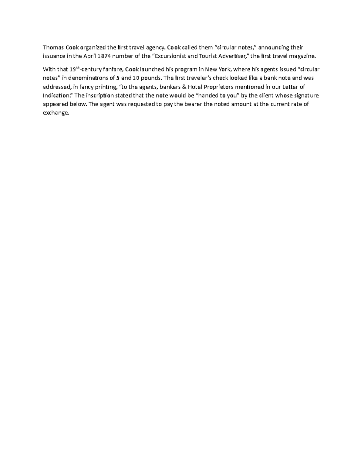 Historical Overview of Circular Notes in Travel (Travel Hist. Study ...