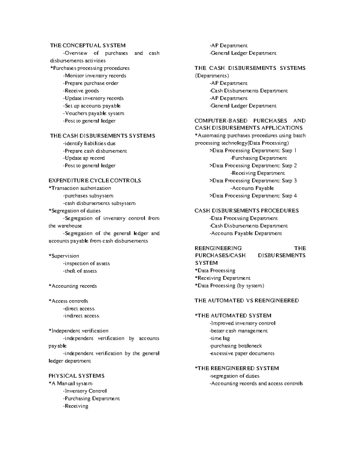 Chapter 5 AIS Summary: Purchases & Cash Disbursements Systems - Studocu