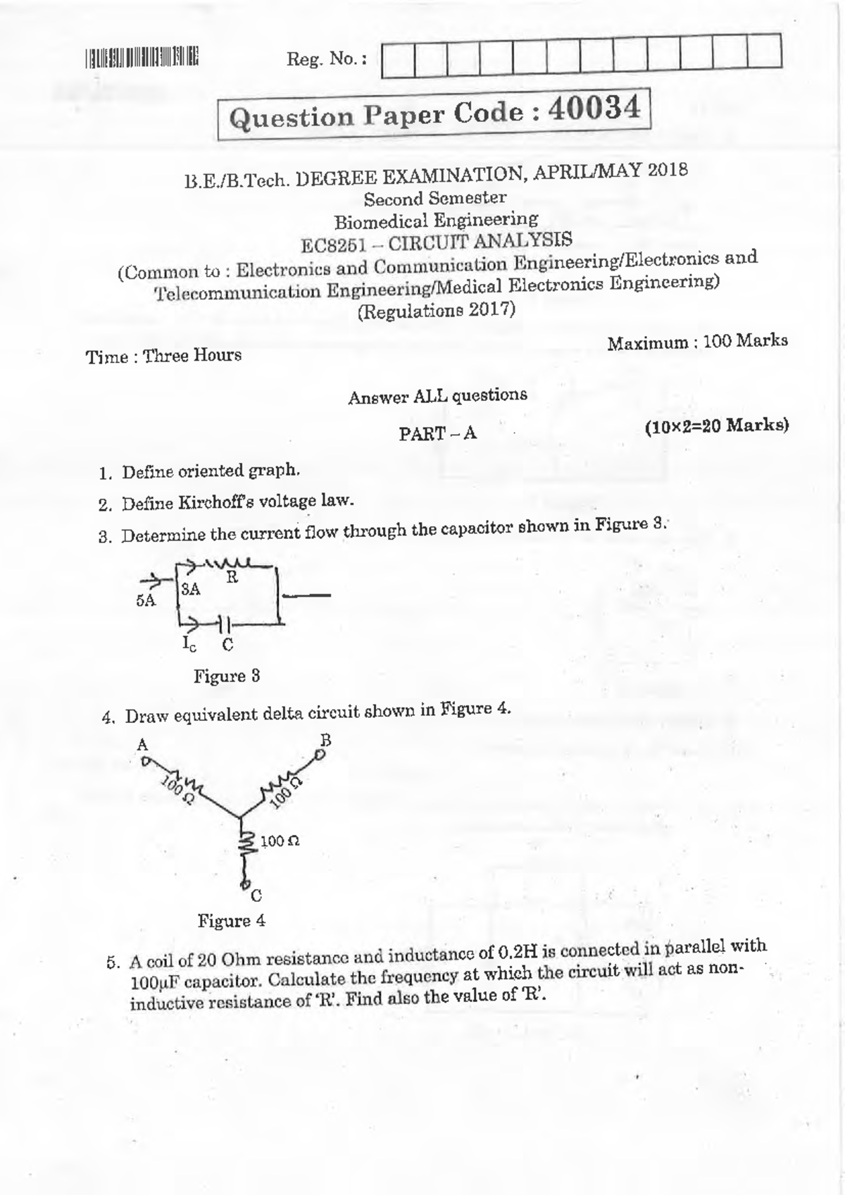 EC8251 Circuit Analysis Question Paper 2018-2024 R2017 - Studocu