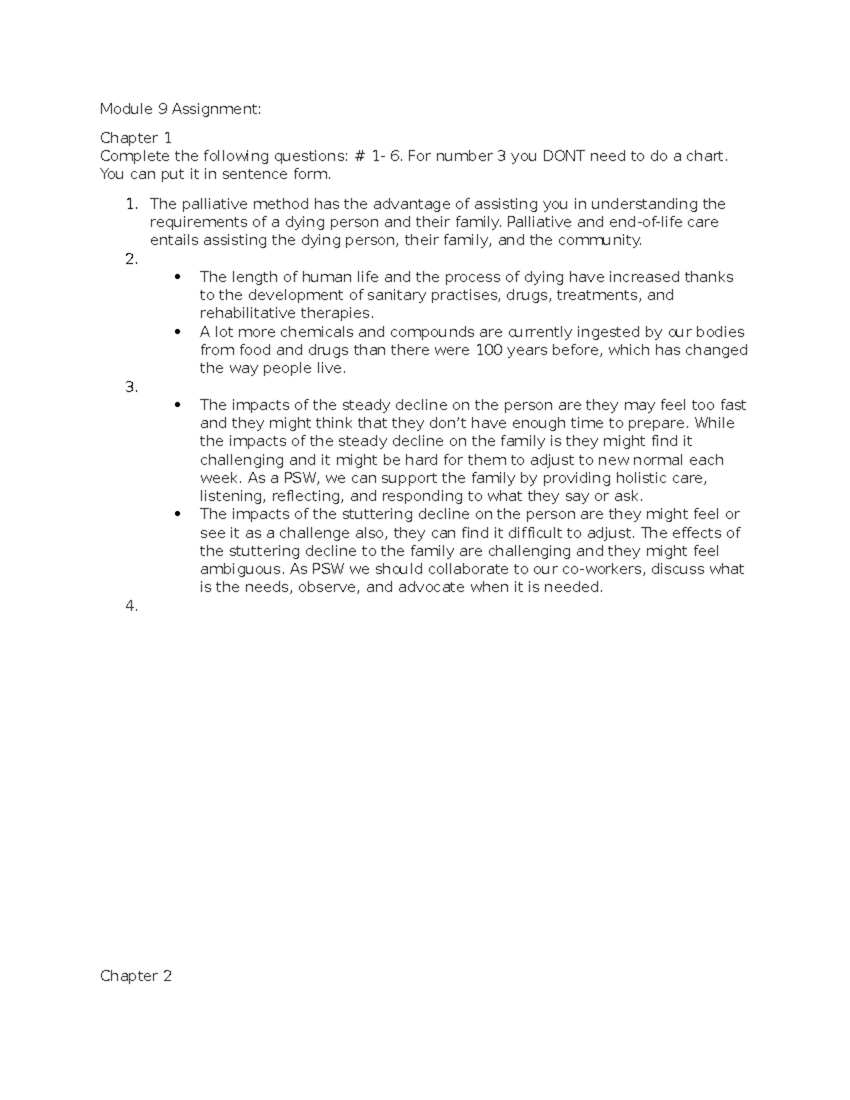 Module 9 Assignment: Palliative Care Questions & Insights - Studocu