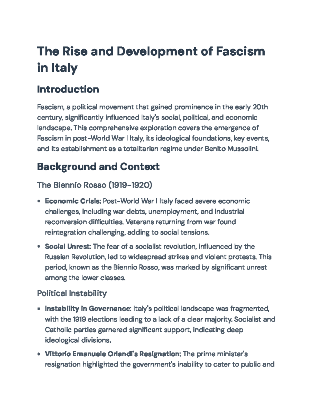 The Rise and Development of Fascism in Italy: A Comprehensive Study ...