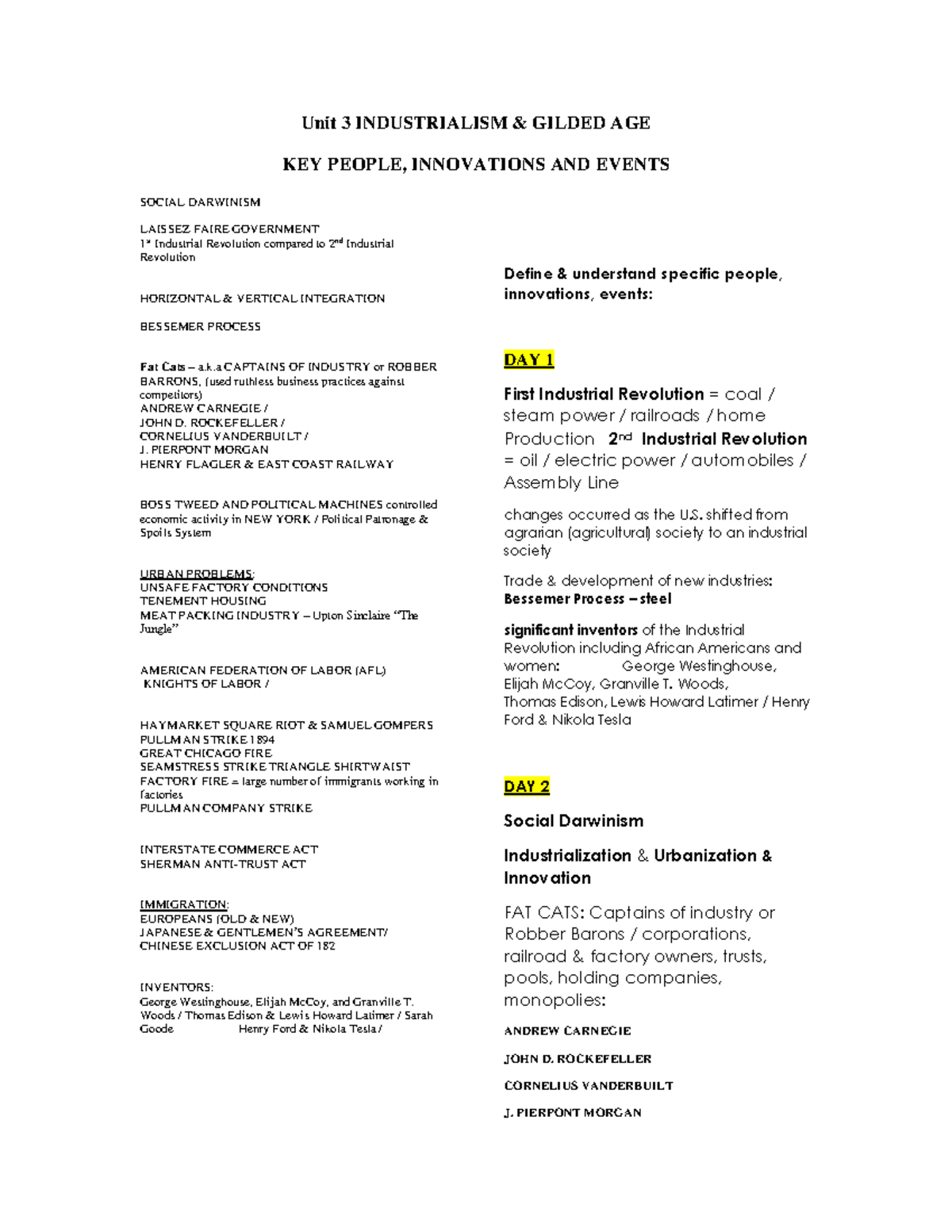 Unit 3 Industrialism & Gilded Age: Key Terms and Concepts Review - Studocu