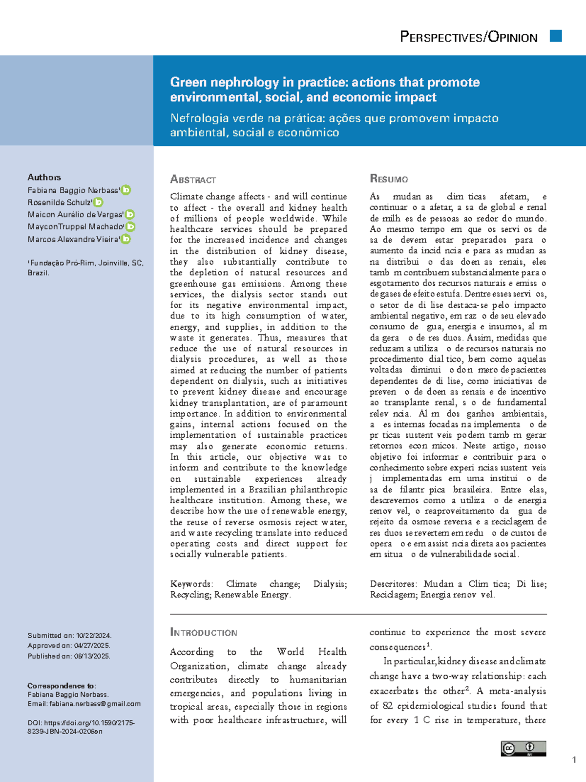 Green Nephrology in Practice: Sustainable Actions for Kidney Health ...