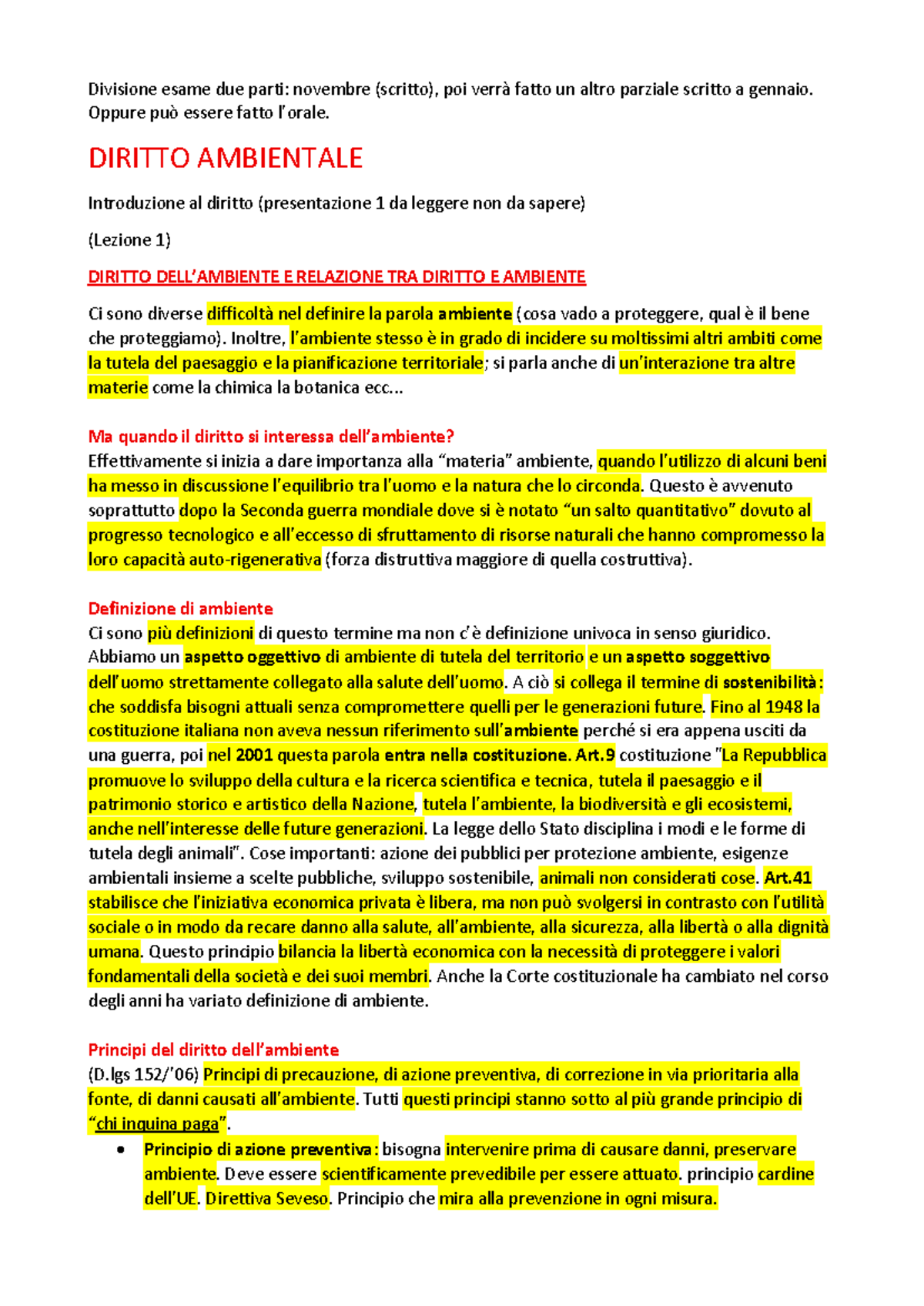 Diritto Ambientale: Lezione 1 - Introduzione e Principi Fondamentali ...