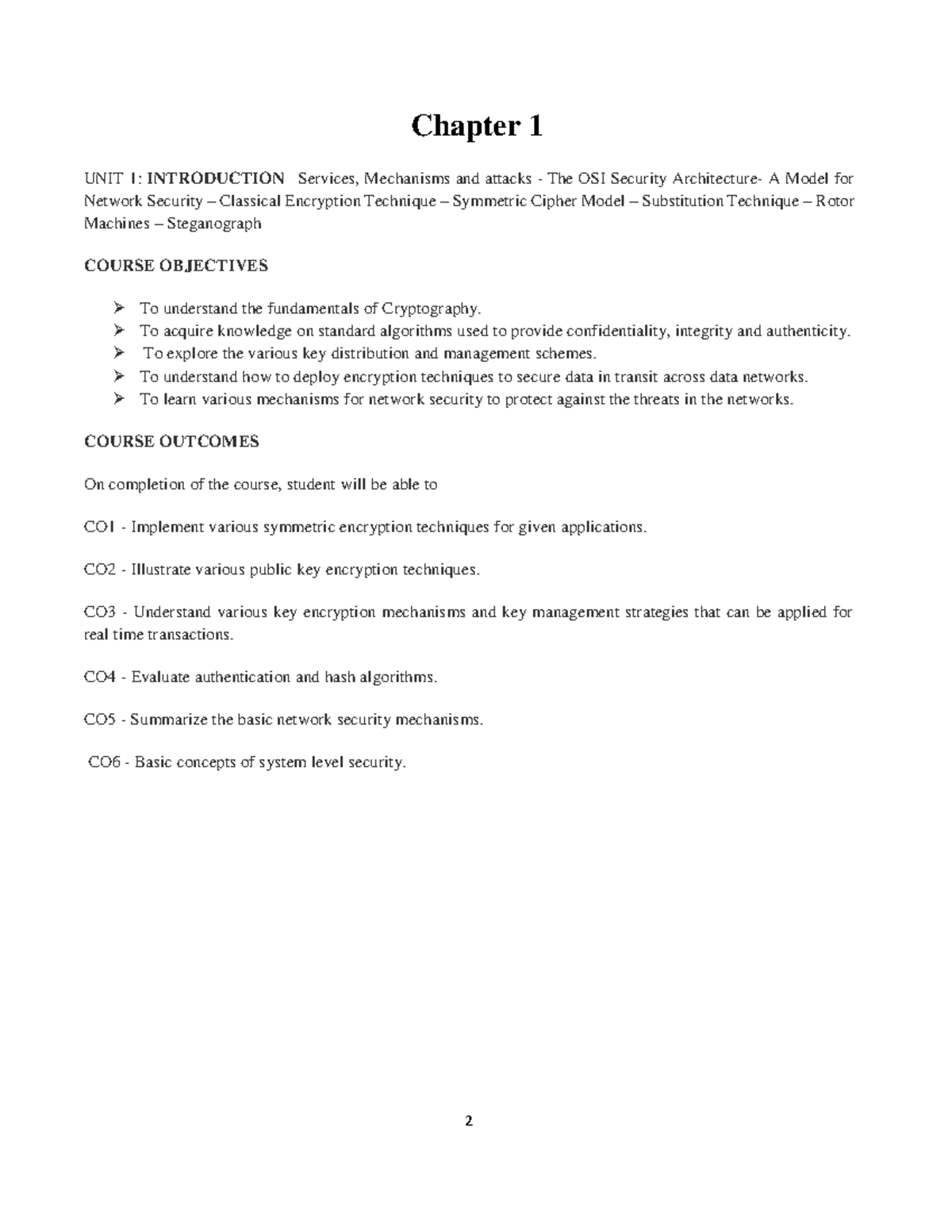 UNIT-1: Network Security Concepts and Classical Encryption Techniques - Studocu