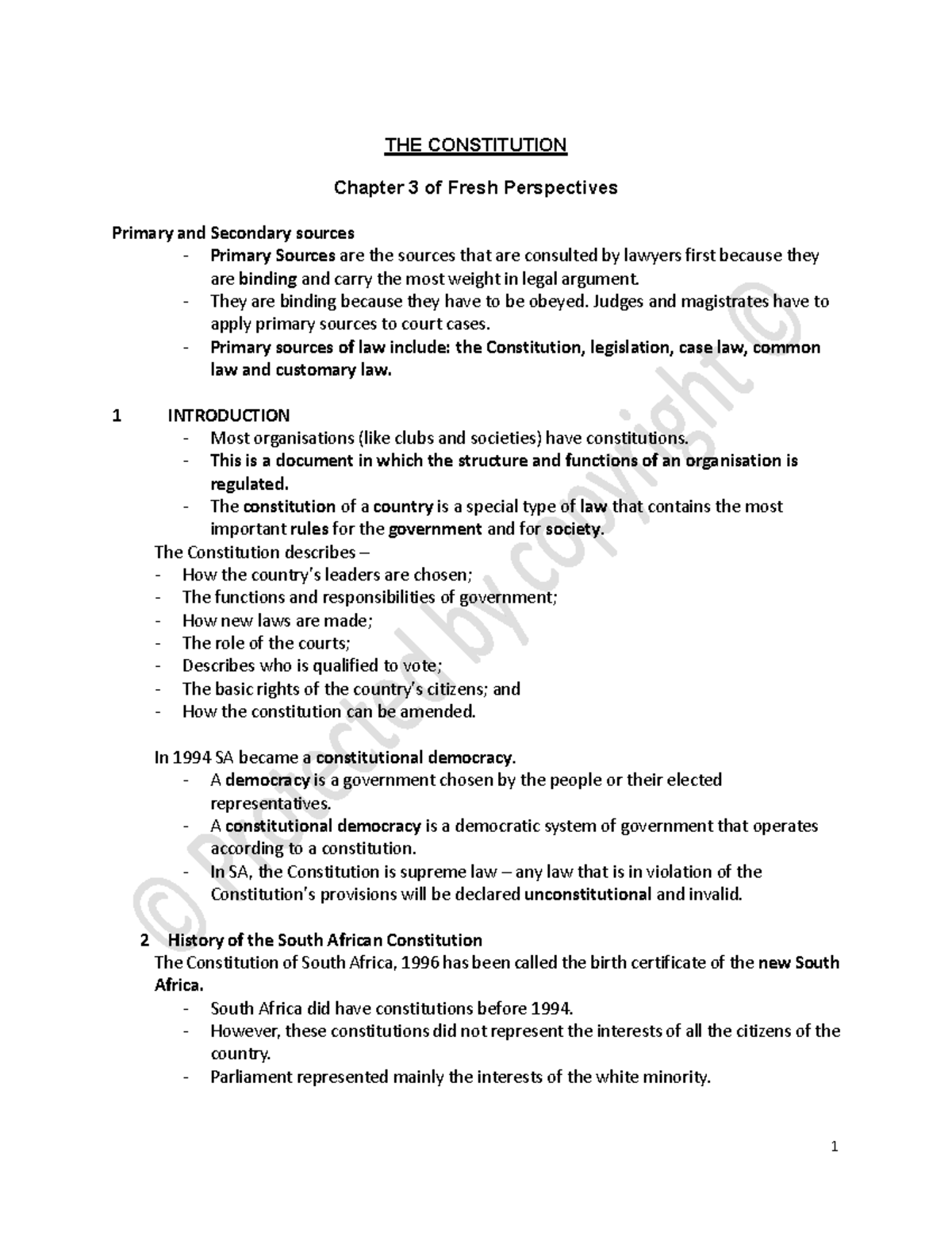 THE CONSTITUTION Chapter 3: Primary & Secondary Sources Notes - Studocu