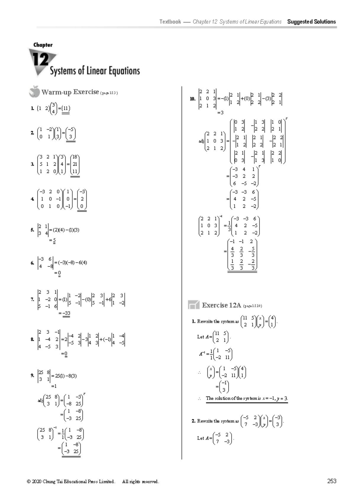 TR M2B E12 - Solutions for Chapter 12: Systems of Linear Equations ...