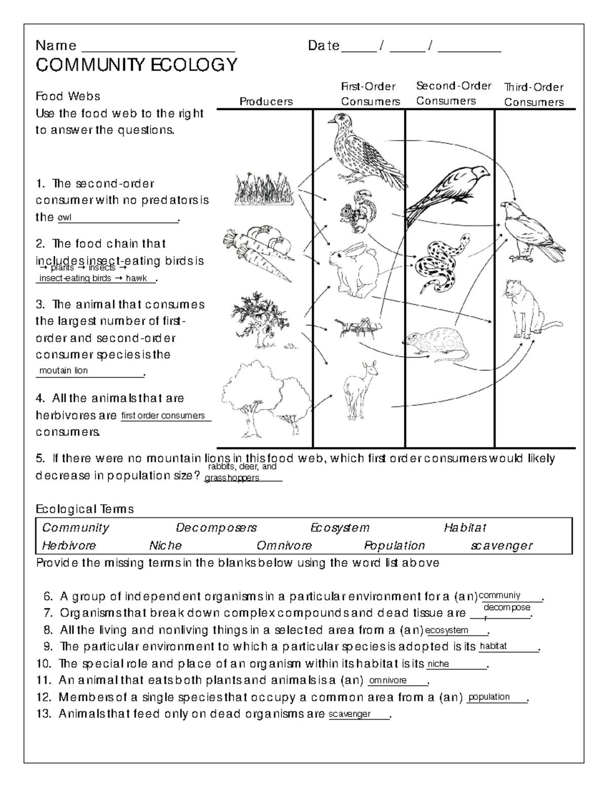 COMMUNITY ECOLOGY (ECOL 101) Food Webs Review and Key Concepts - Studocu