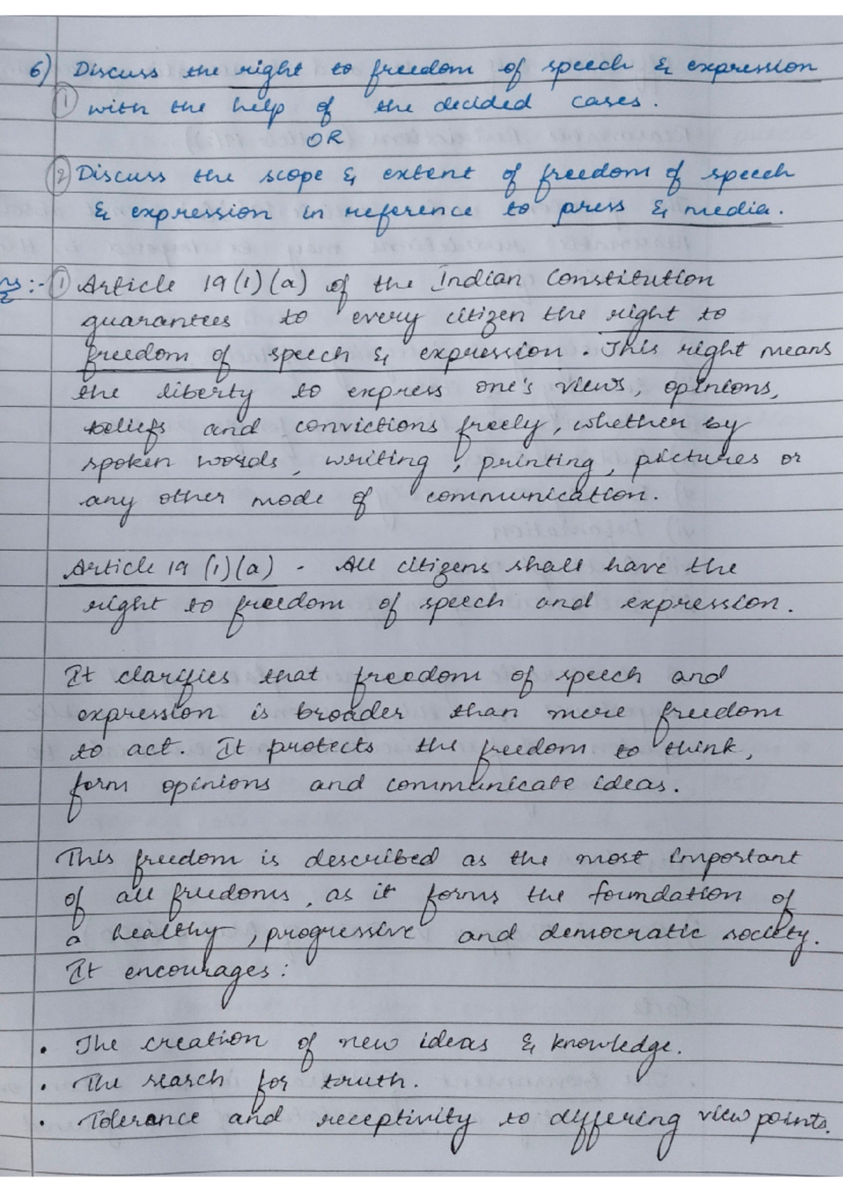 Constitutional Law U3 - 2: Article 19 Freedom of Speech Notes - Studocu