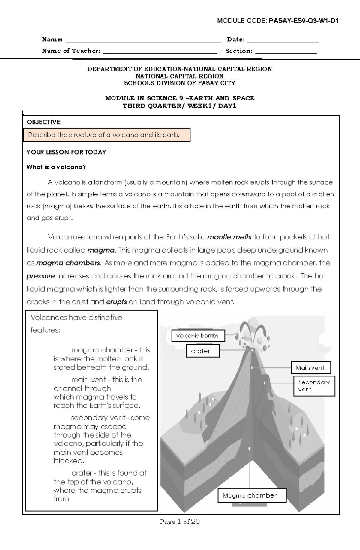 LP 10 - MODULE IN SCIENCE 9 –EARTH AND SPACE THIRD QUARTER/ WEEK1/ DAY1 ...
