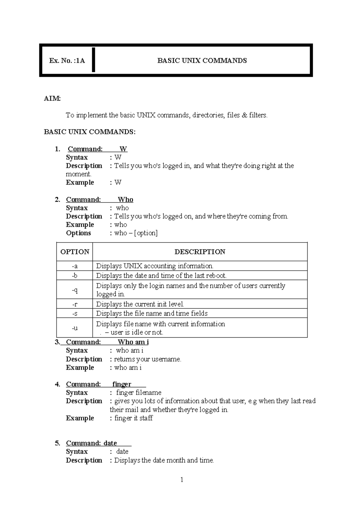 BASIC UNIX COMMANDS & SHELL SCRIPTS - OOPs Lab Manual (EEE) - Studocu
