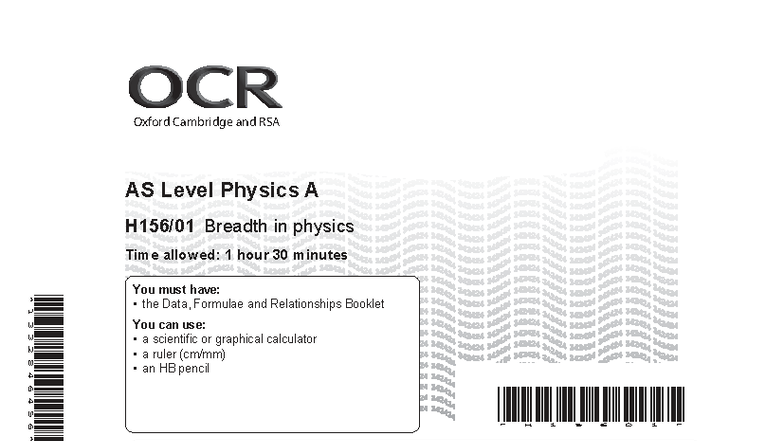 OCR AS Level Physics A Exam Paper - 15 May 2024 - Studocu