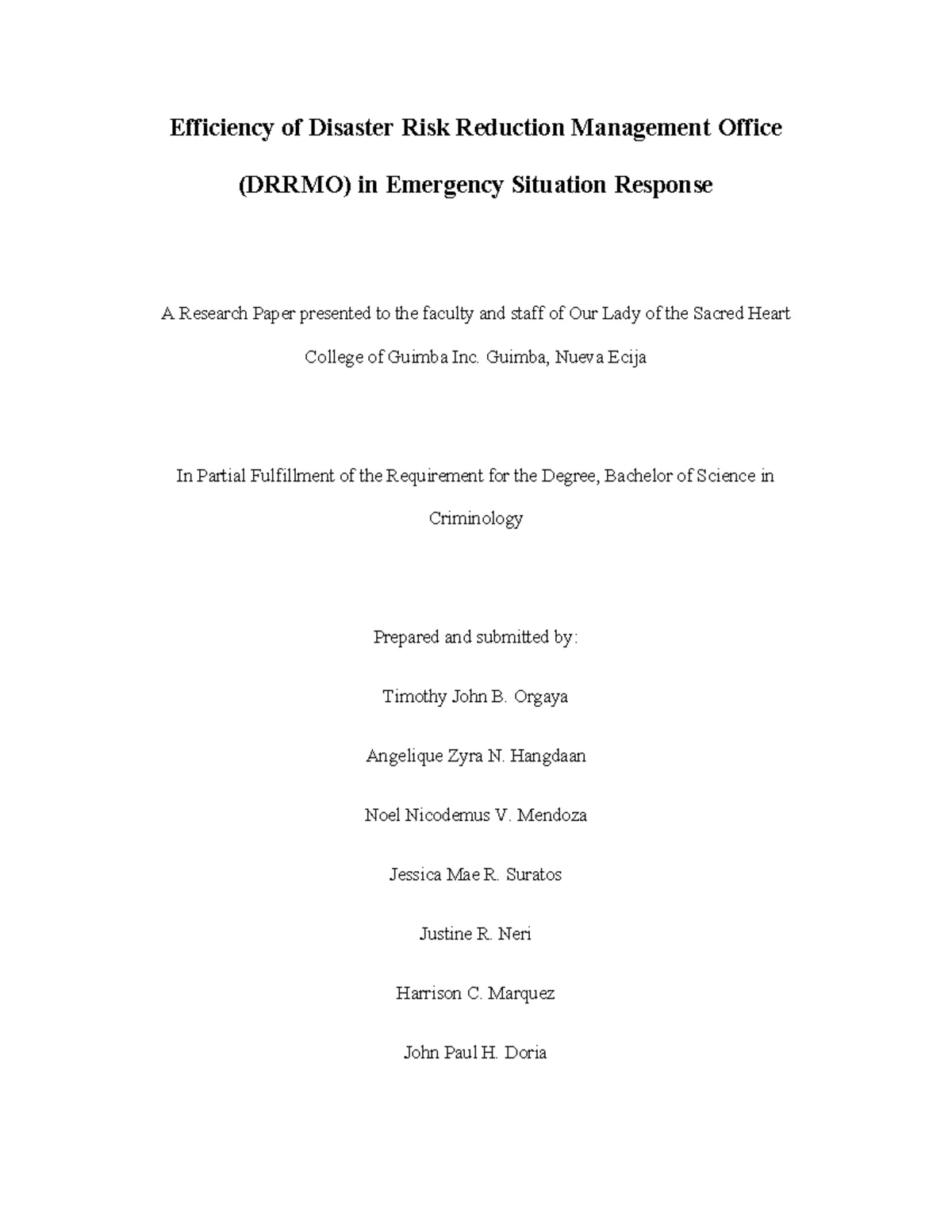 Efficiency of Bureau of Fire Protection (BFP) in Emergency Response ...