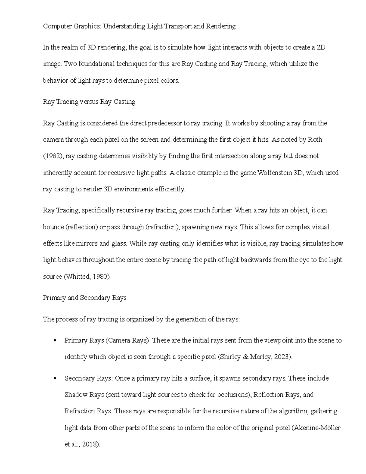 Computer Graphics: Light Transport & Rendering Techniques (Unit 8 ...