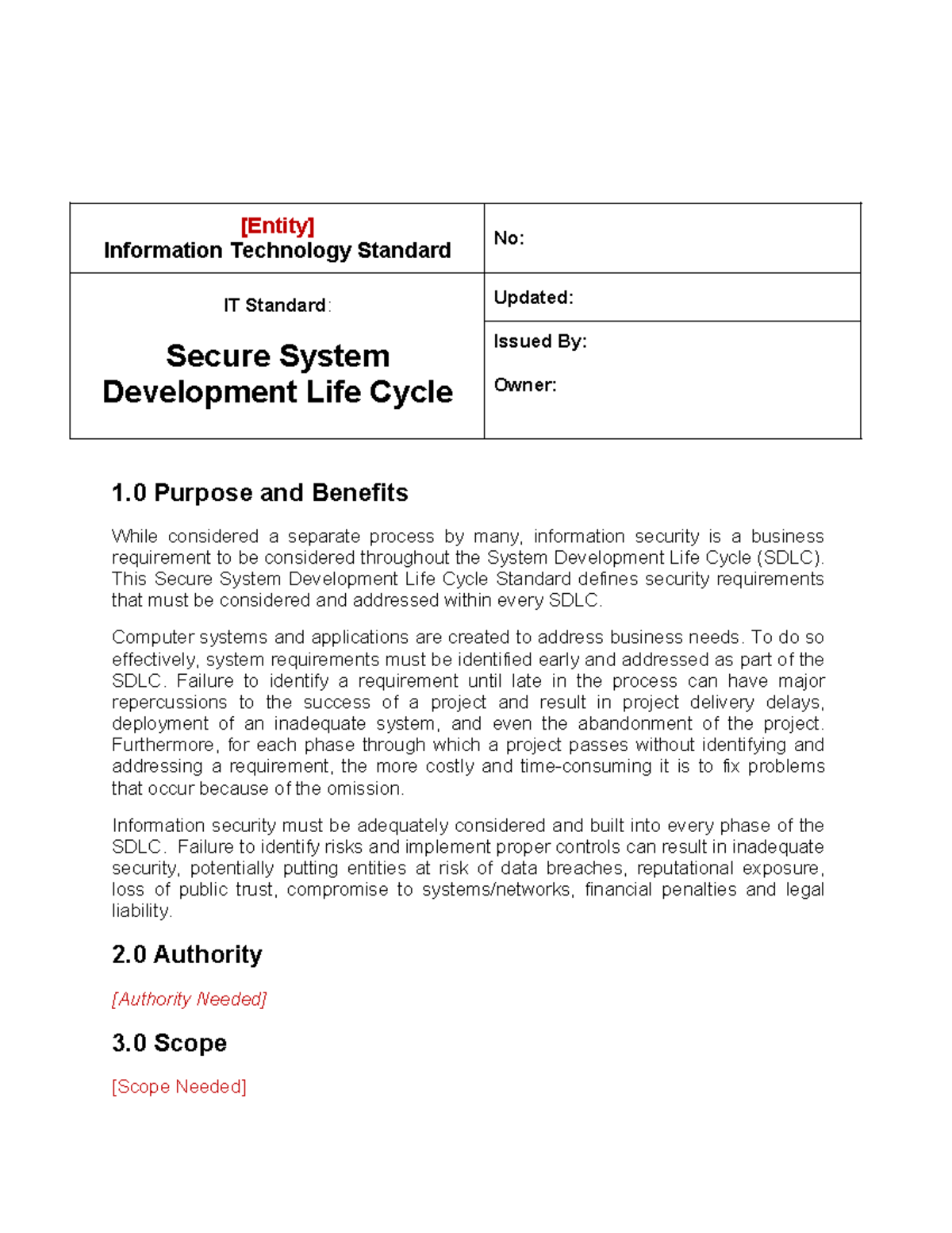 Secure System Development Life Cycle Standard: IT-SEC-SDLC - Studocu