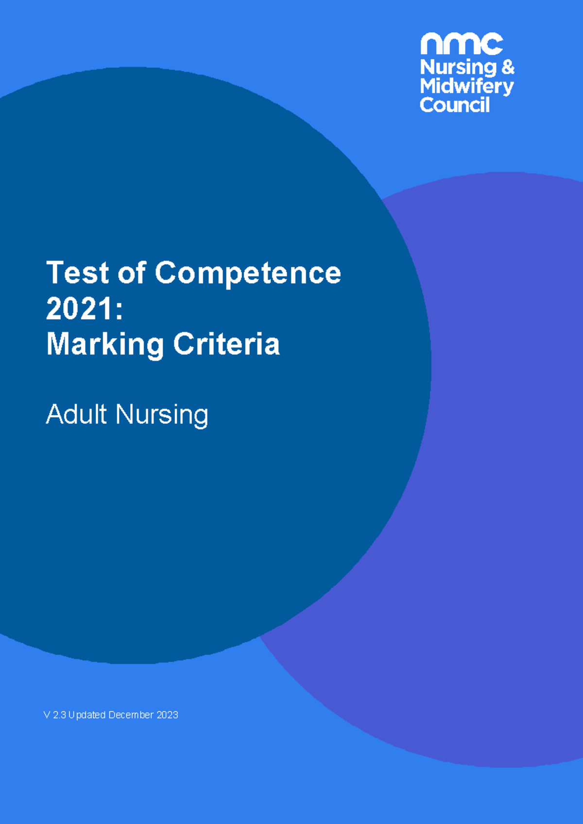 RN1 Adult Nursing Marking Criteria – Competence Assessment 2021 - Studocu