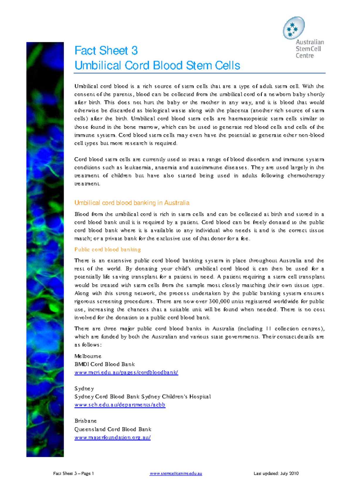 Umbilical Cord Blood Stem Cells: Storage & Treatment Options (Fact ...