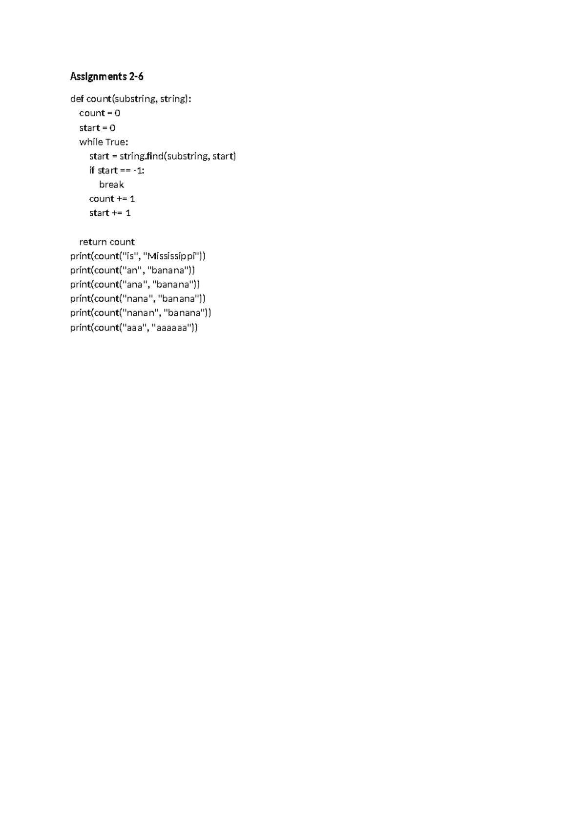 Assignments 2-6: Python Functions for String and Math Operations ...