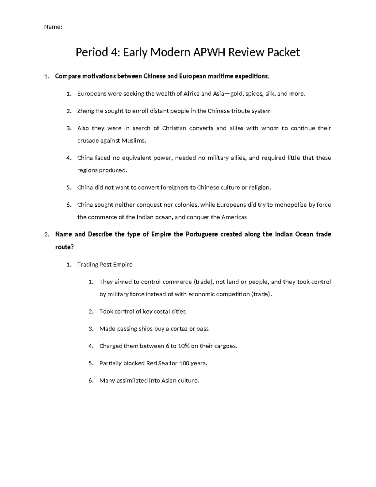 Period 4 Early Modern Review Packet KEY 23(76) - Name: Period 4: Early ...
