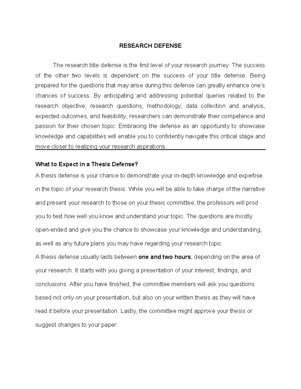 Thesis Defense Preparation Guide: Key Questions & Strategies - Studocu