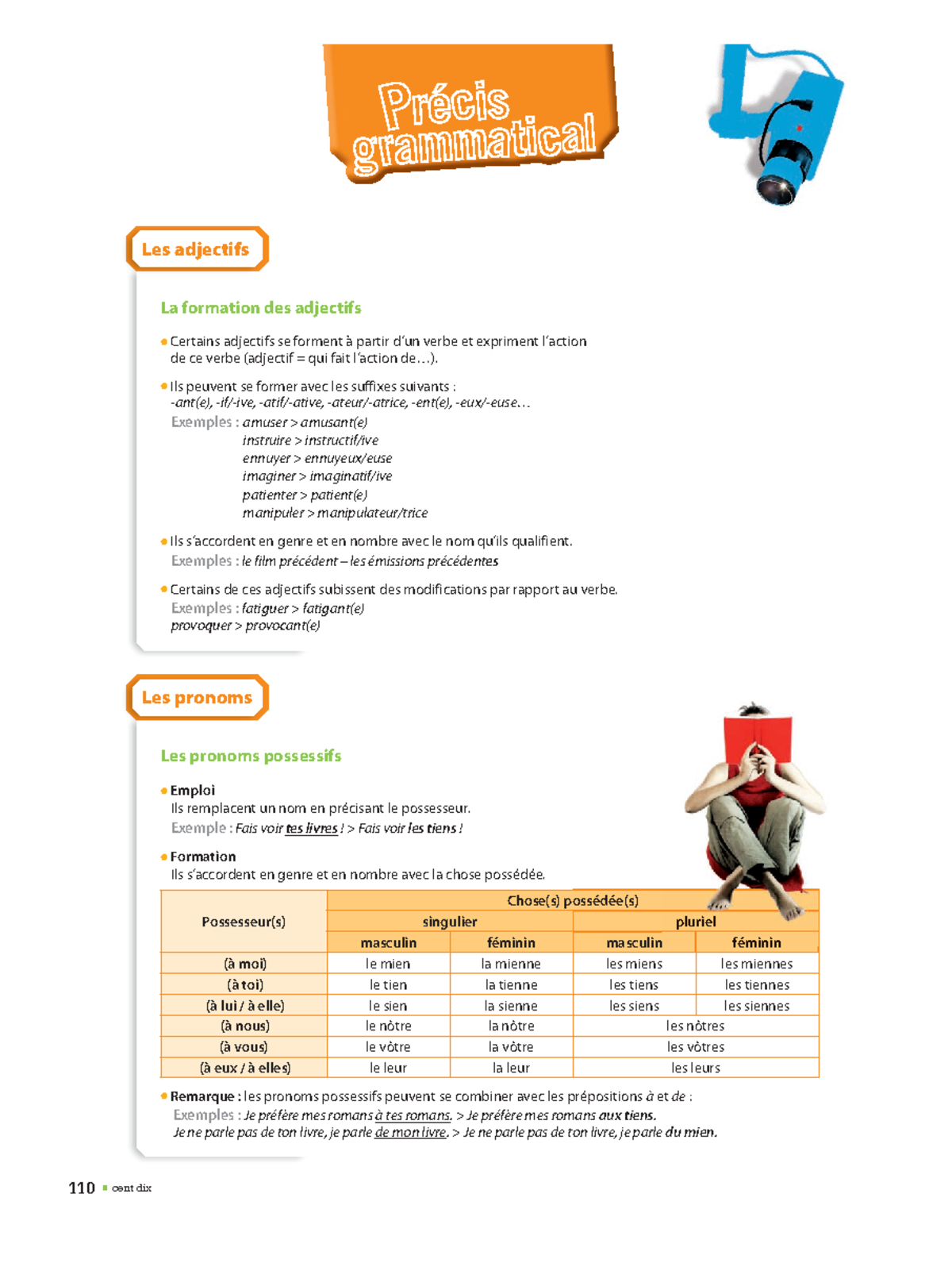 ADOS4 grammaire - Test - 110 • cent dix Les adjectifs Les pronoms La ...