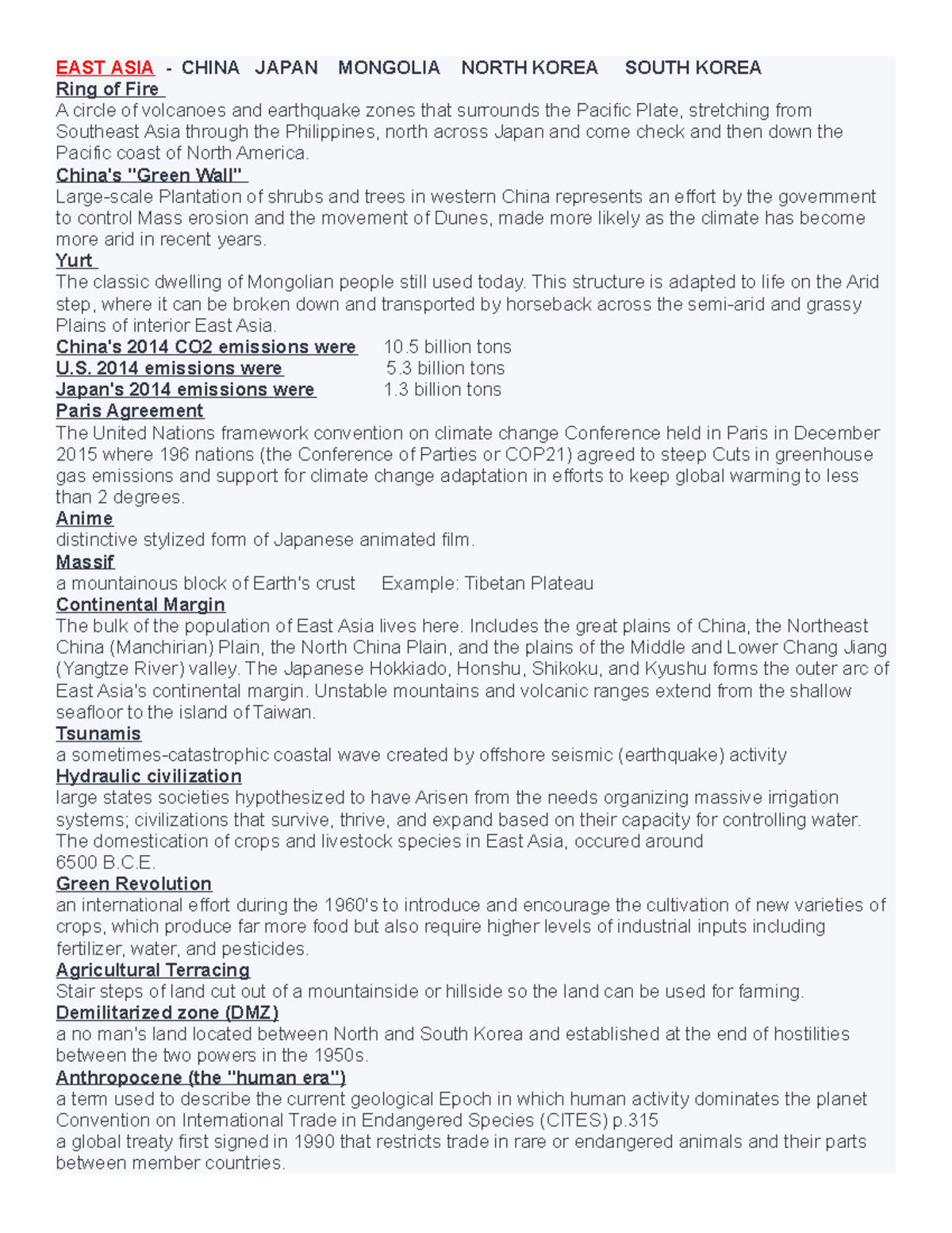 EAST ASIA Terms QUES - JW STUDY - EAST ASIA - CHINA JAPAN MONGOLIA ...