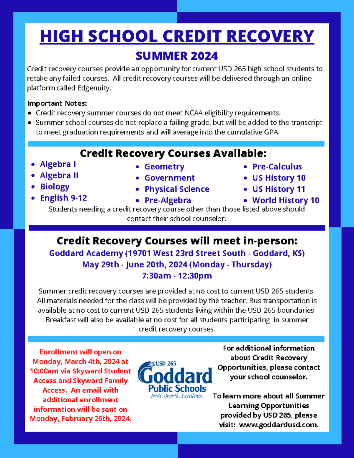 2024 - High School Credit Recovery Summer Courses Overview - Studocu