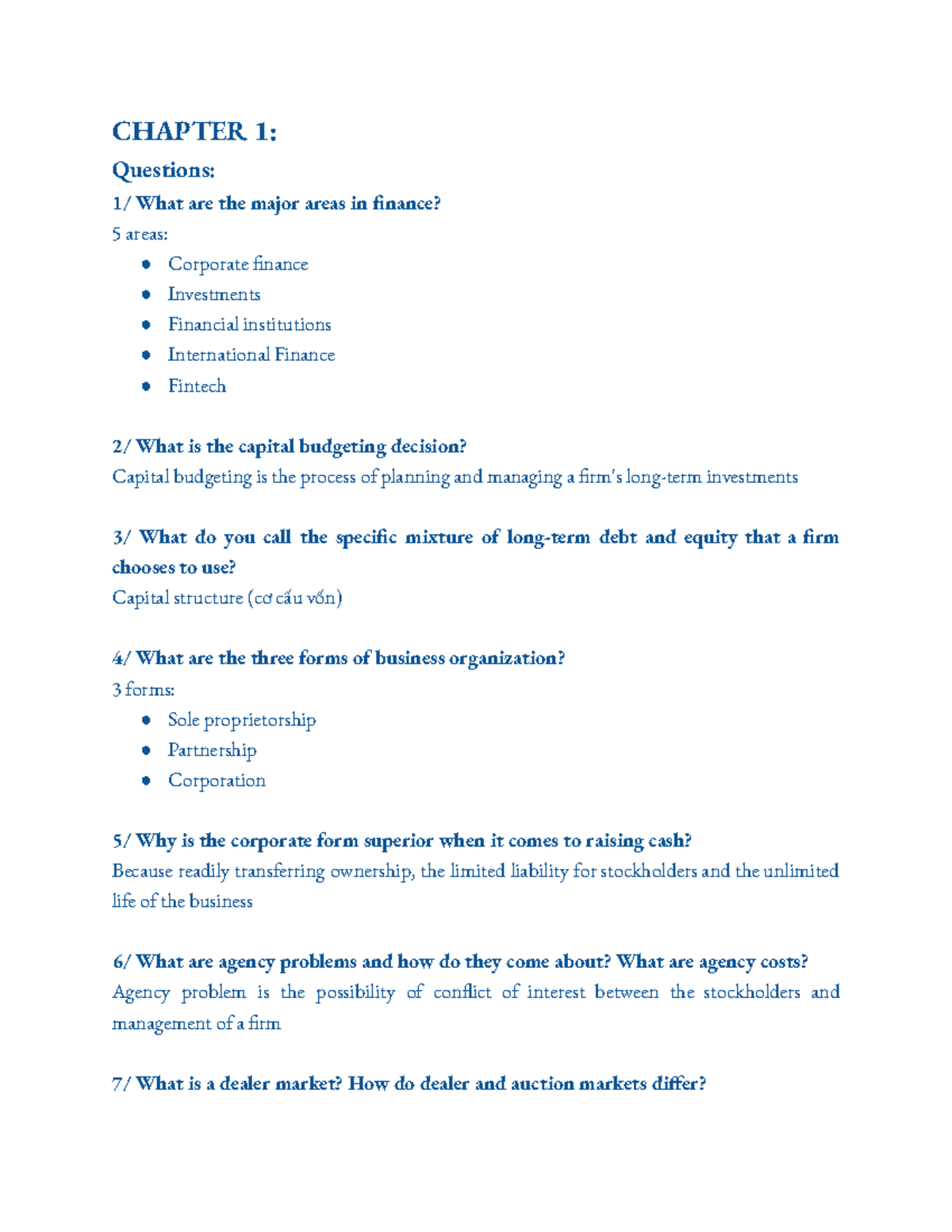 Tccb Ch01 - none - CHAPTER 1: Questions: 1/ What are the major areas in ...