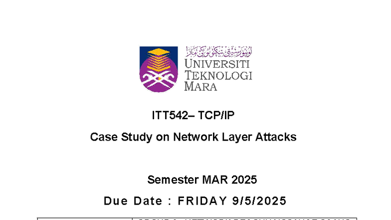 ITT542 Case Study: Network Layer Attacks & Reconnaissance Techniques ...