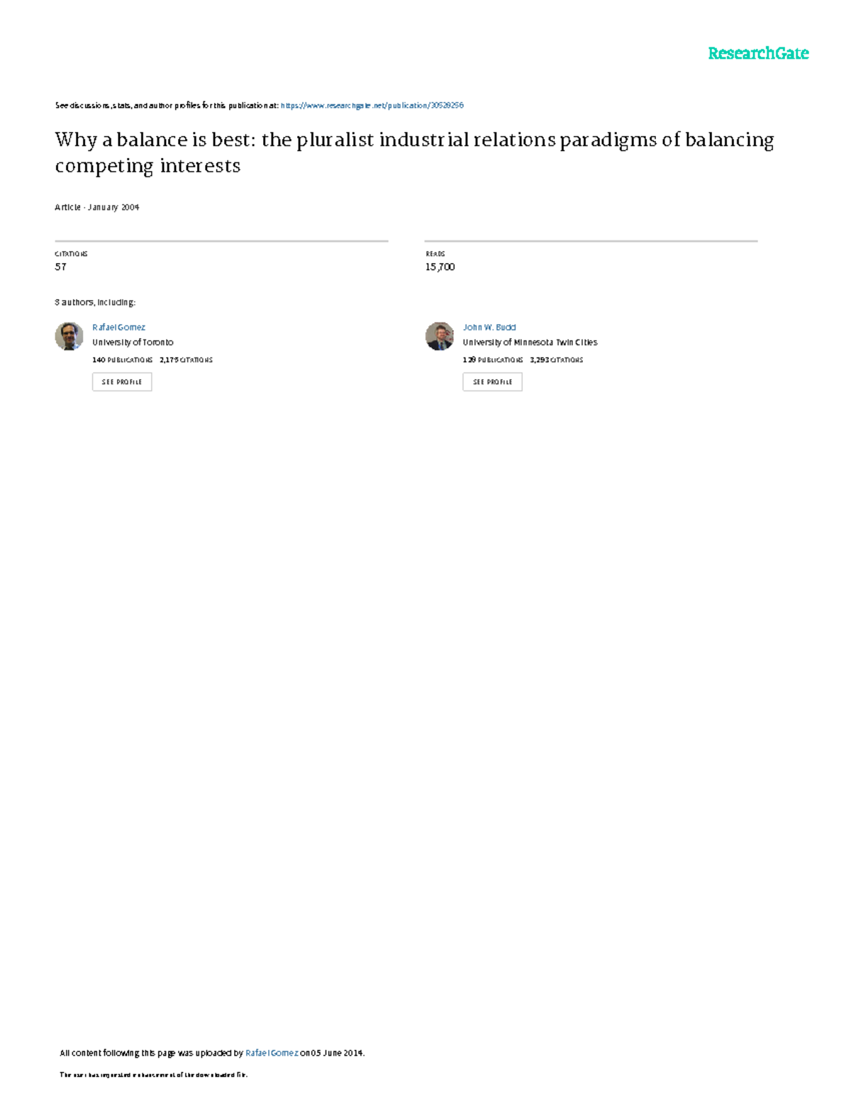 Balancing Competing Interests: A Pluralist View on Industrial Relations ...