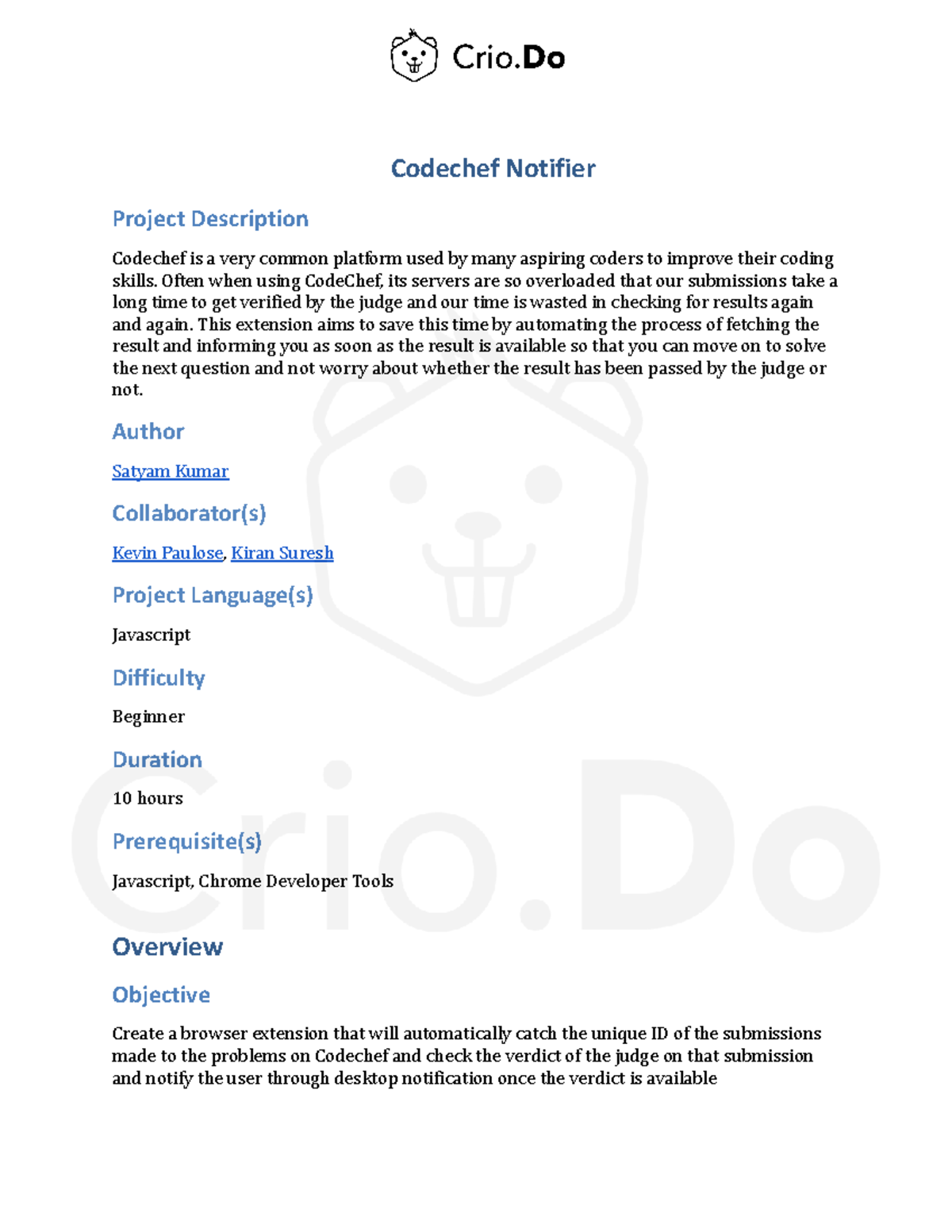 ME Project Codechef Notifier - Codechef Notifier Project Description Codechef is a very common ...
