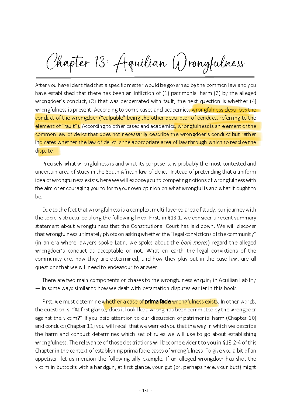 Chapter 13: Understanding Aquilian Wrongfulness in Delict Law - Studocu
