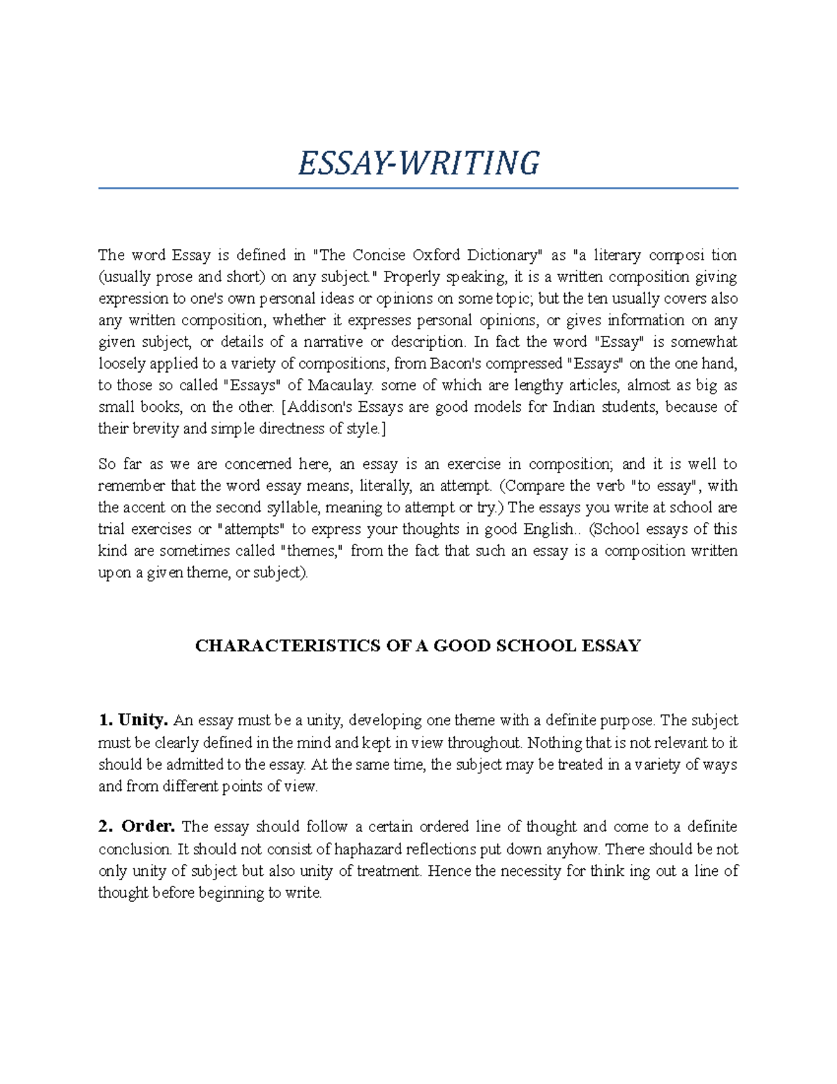 Rules for Essay Writing: Essential Guidelines and Tips - Studocu