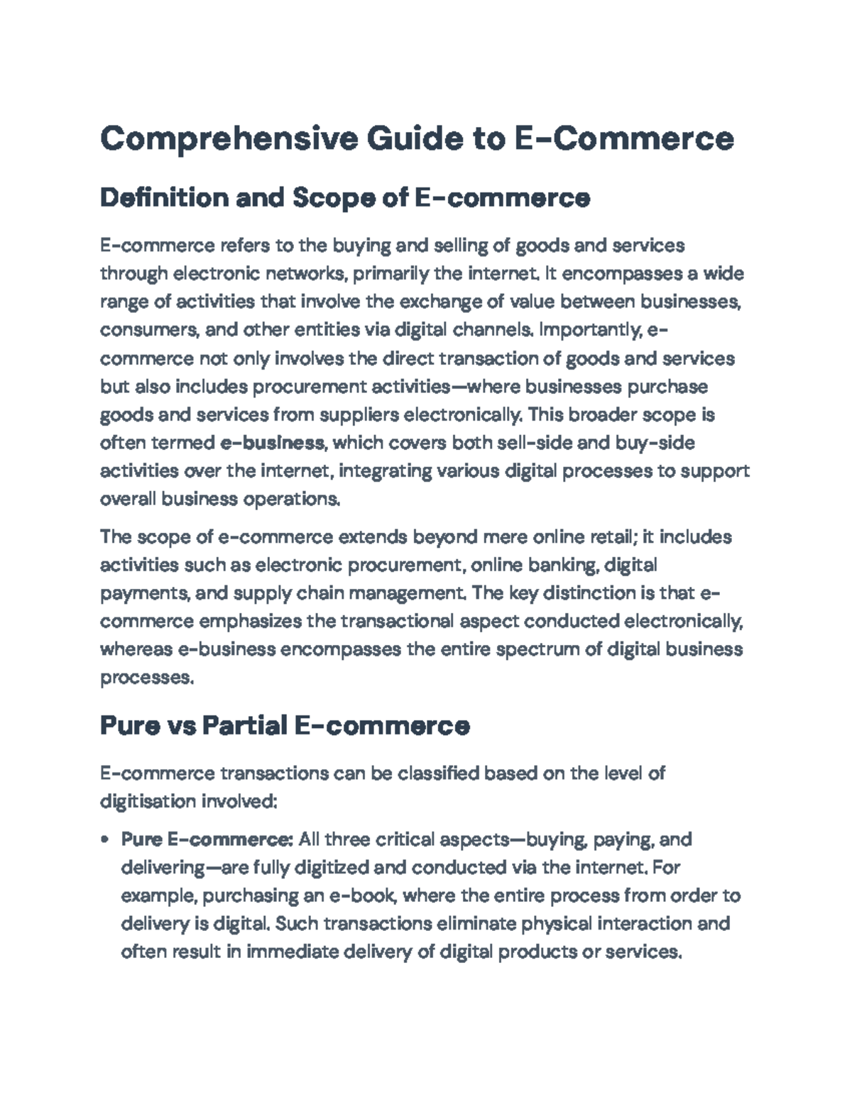 Comprehensive Guide to E-Commerce: Strategies & Success Factors (ECO ...