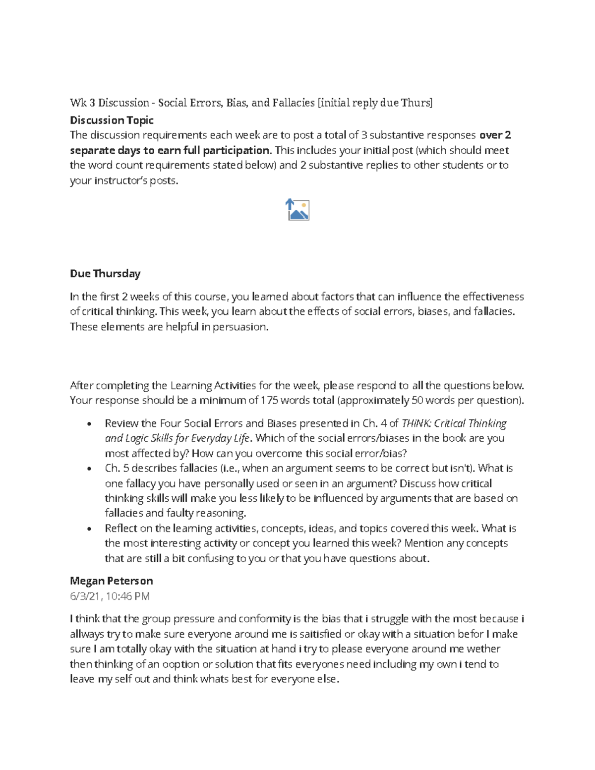 Wk 3 Discussion: Social Errors, Bias, Biases, and Fallacies Insights ...