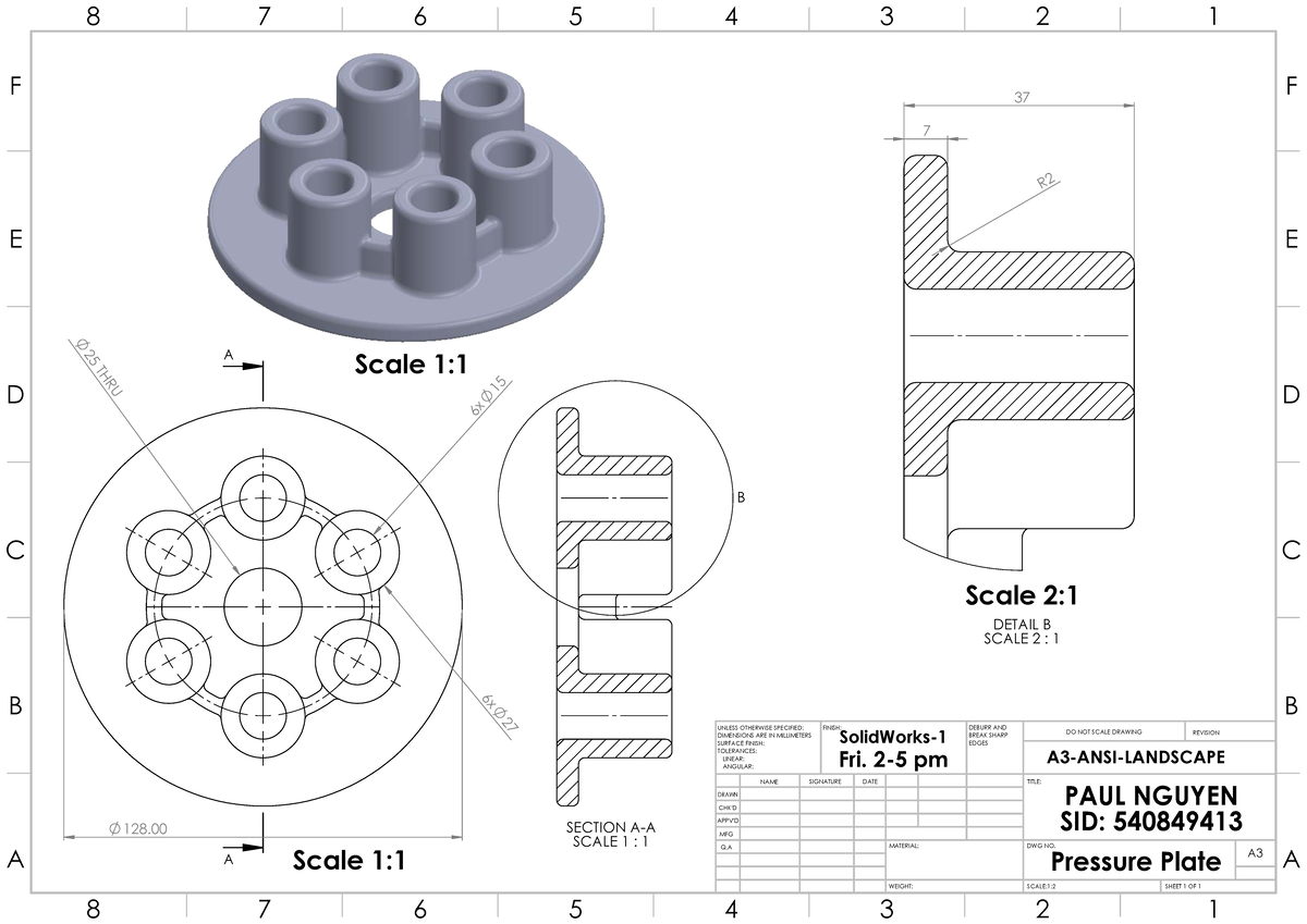 SolidWorks Submission: Assignment A3 - Pressure Plate Design - Studocu