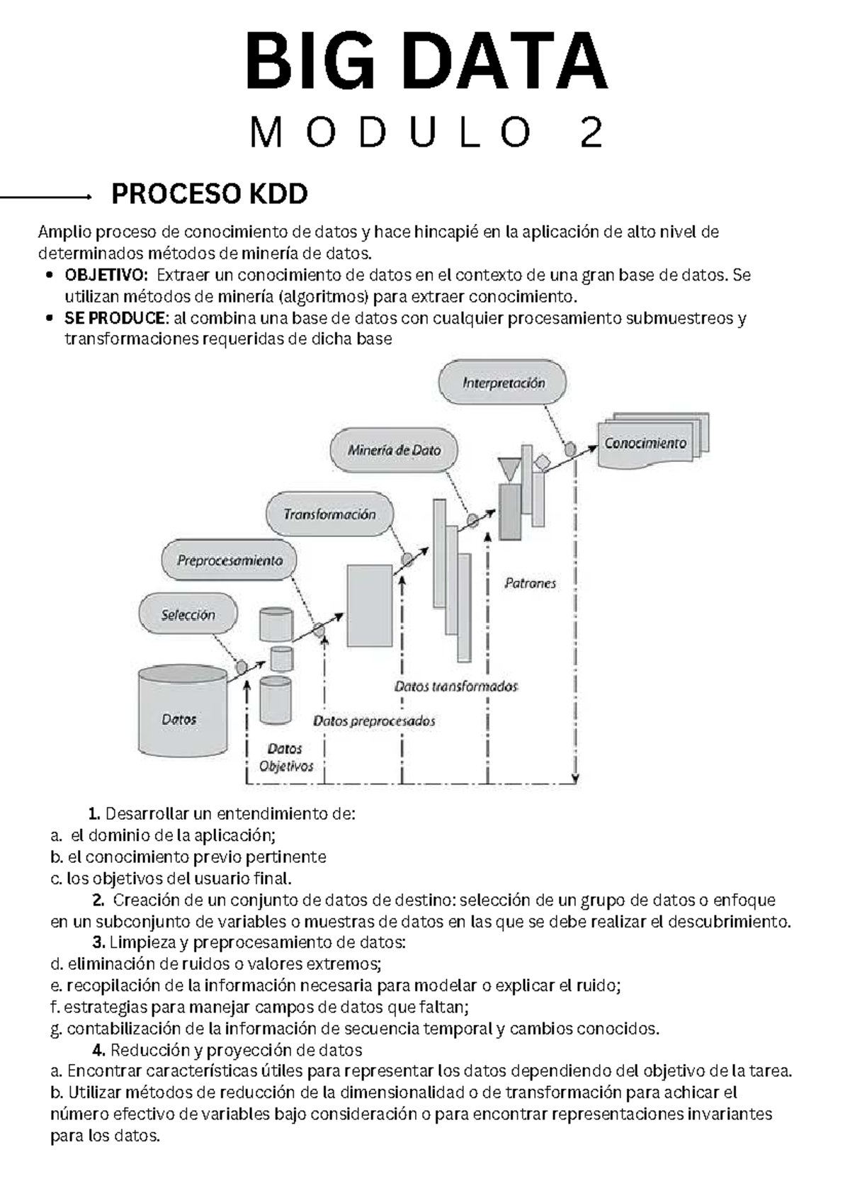 Resumen del Proceso KDD en BIG DATA M2 - Studocu