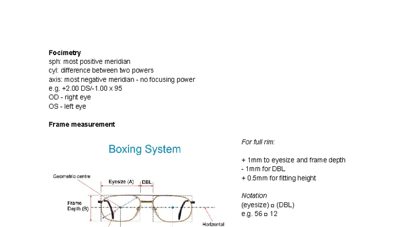 Optometry W9 Midterm Exam Notes: Focimetry & Lens Design - Studocu