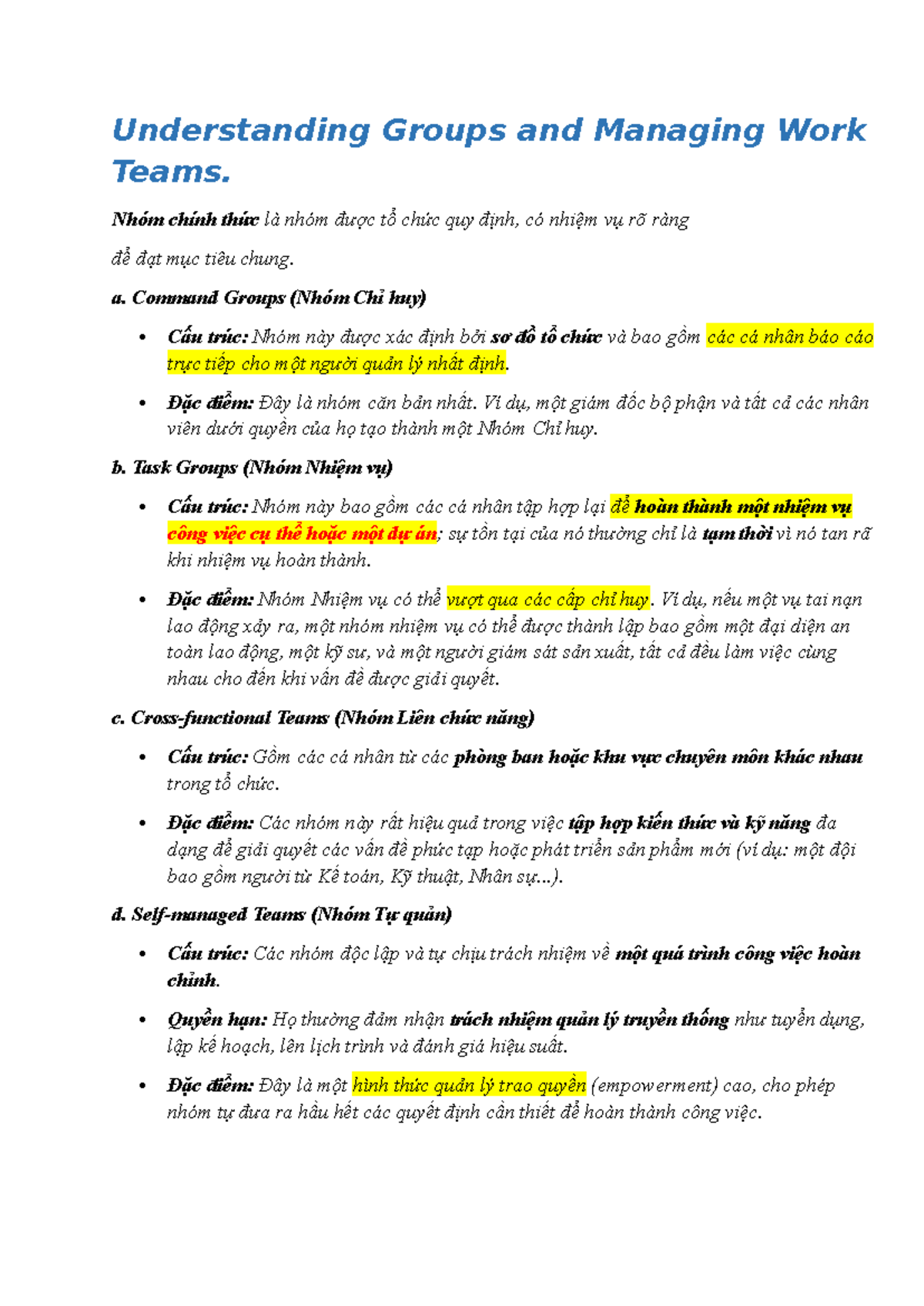 Chapter 8 - Understanding Groups and Managing Work Teams - Studocu