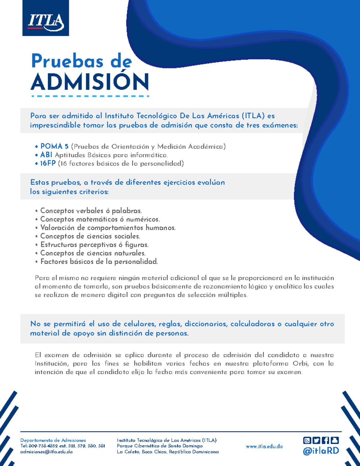 Guías para el Examen de Admisión ITLA: POMA, ABI y 16FP - Studocu