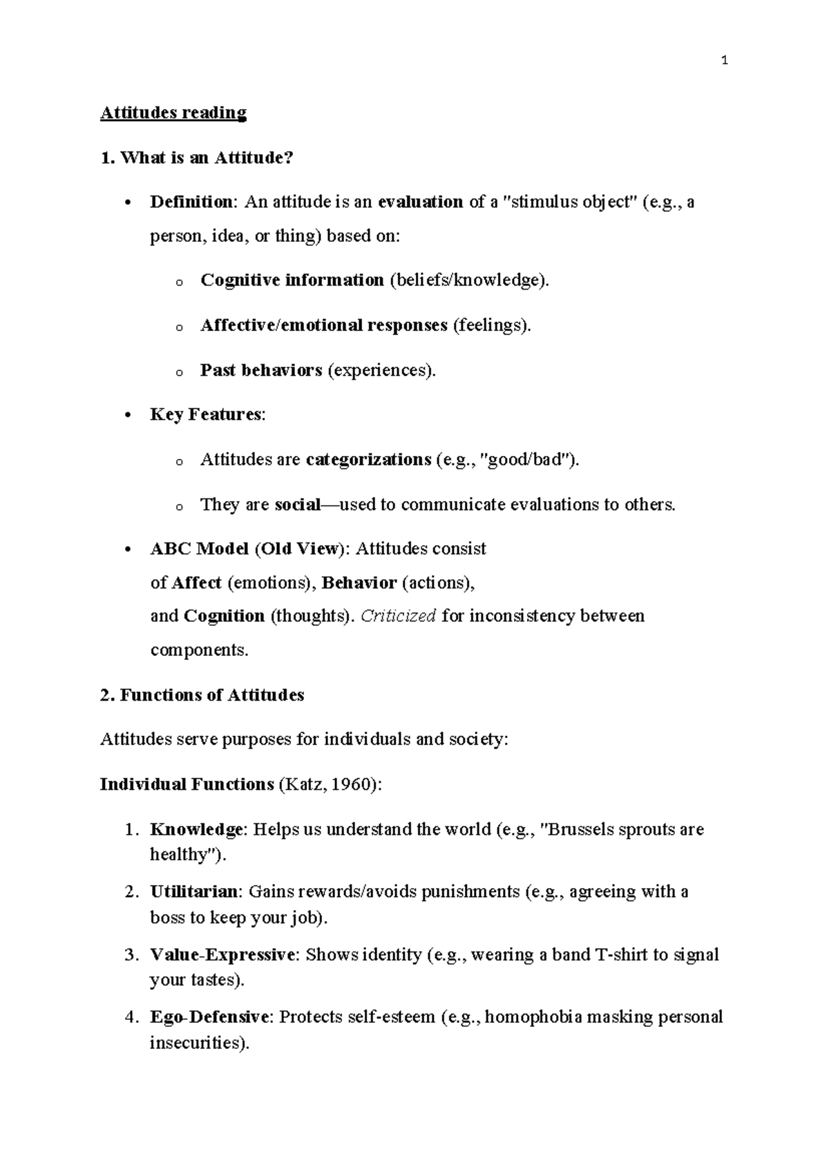 Social Psych Readings 3-7: Understanding Attitudes and Social Influence ...