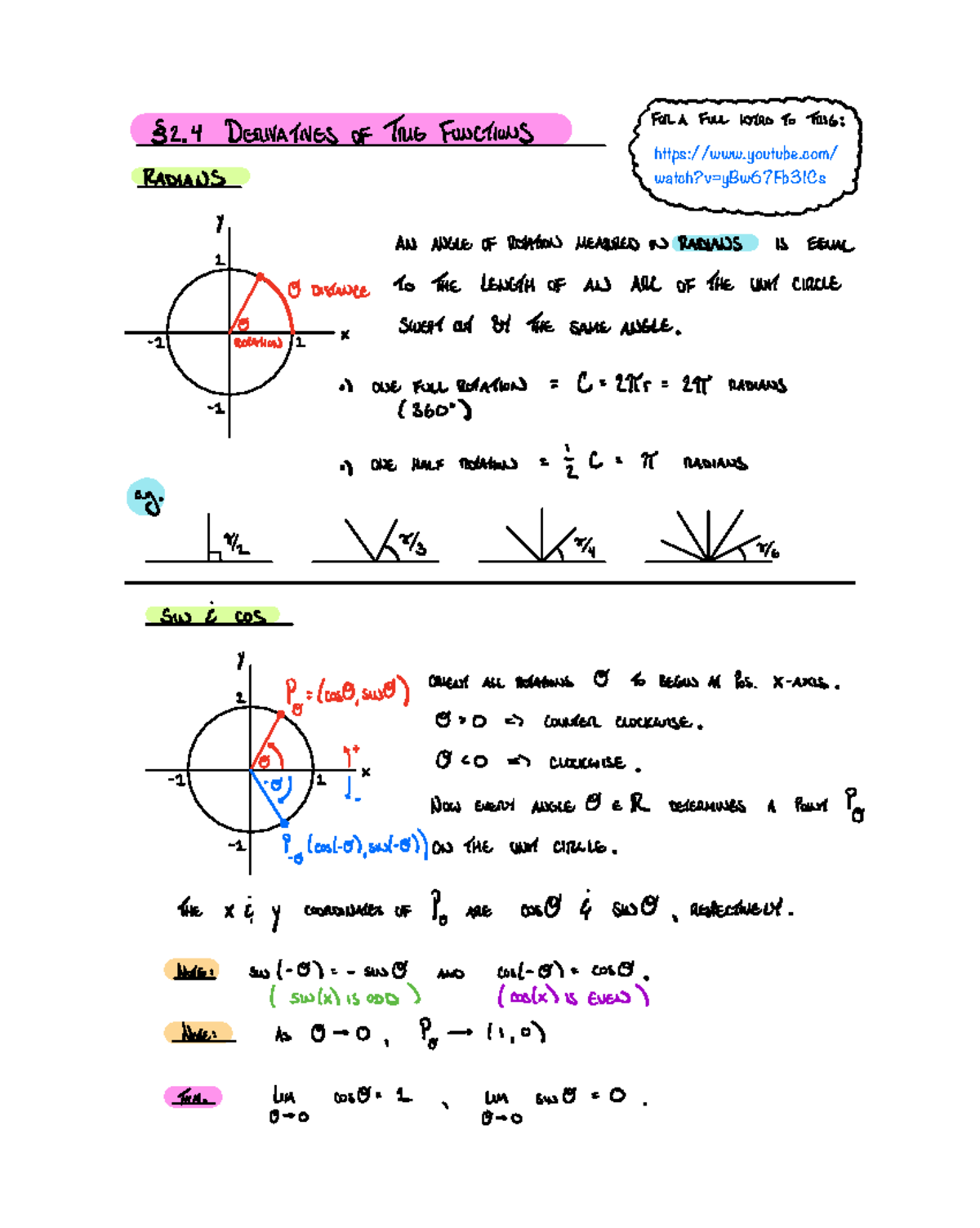 201 13 Derivatives of Trig Functions & Chain Rule Notes - Studocu