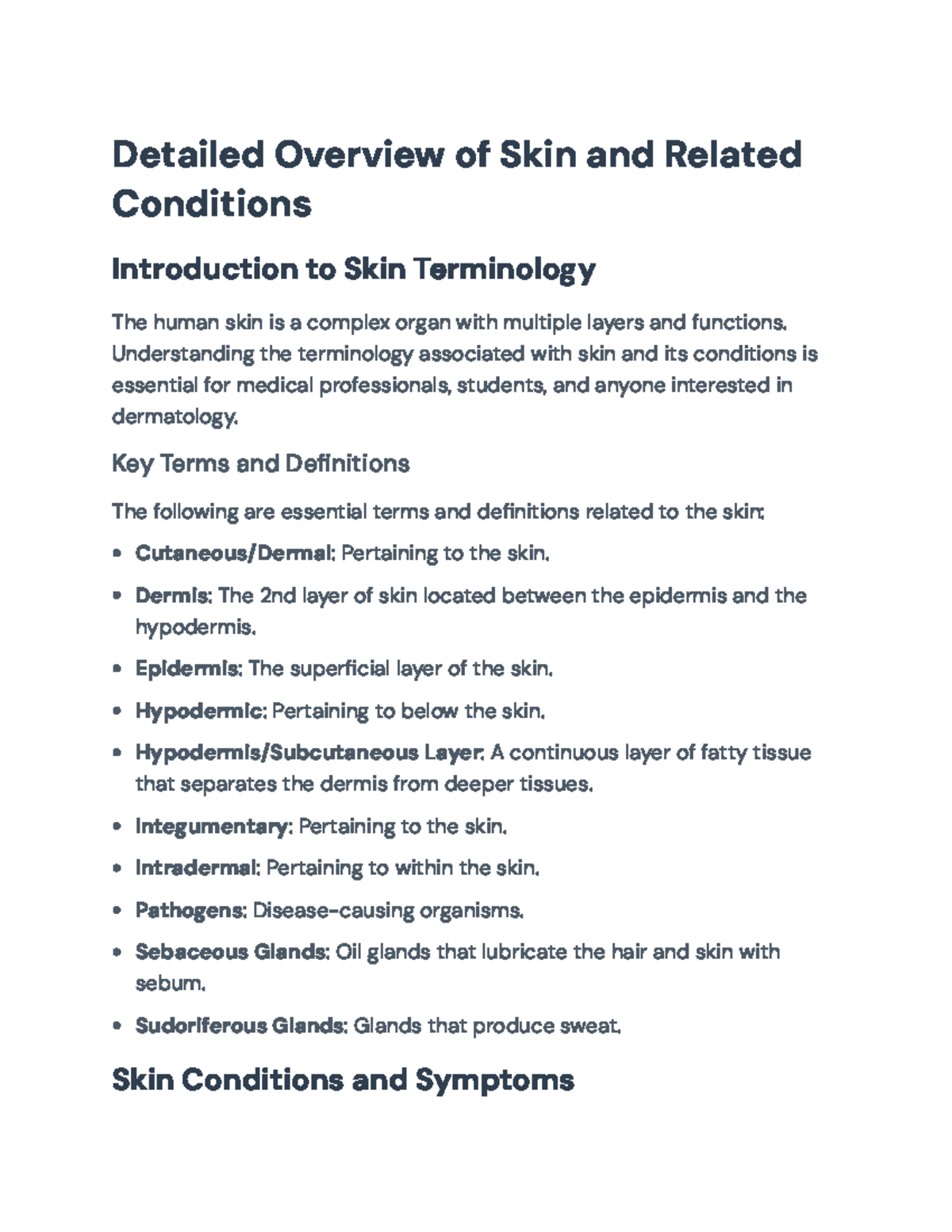 Overview of Skin Terminology and Conditions (MED101) - Detailed ...